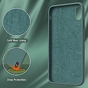 OuXul iPhone Xs Max Case - Liquid Silicone Phone 10 Pro Max Case, Full Body Slim Soft Microfiber Lining Protective iPhone Xs Max Case for Women/Men 6.5 Inch(Forest Green)