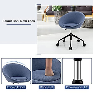 Giantex Home Office Chair, Swivel Desk Chair w/Round Back, Height Adjustable Task Chair w/Flexible Casters, Rolling Computer Chair for Study Room, Bedroom, Make-up Room, Blue