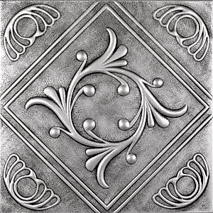 A La Maison Ceilings R02 Diamond Wreath Foam Glue-up Ceiling Tile (21.6 sq. ft./Case), Pack of 8, Antique Silver