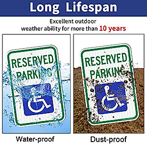 Reserved Parking Signs (4 Pack), Handicap Parking Sign, with Picture of Wheelchair Sign, 18 x 12 Engineer Grade Reflective Sheeting Rust Free Aluminum, Weather Resistant, Waterproof, Durable Ink