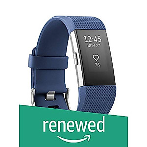 Fitbit Charge 2 Heart Rate + Fitness Wristband, Blue, Large (6.7 - 8.1 Inch) (US Version) (Renewed)