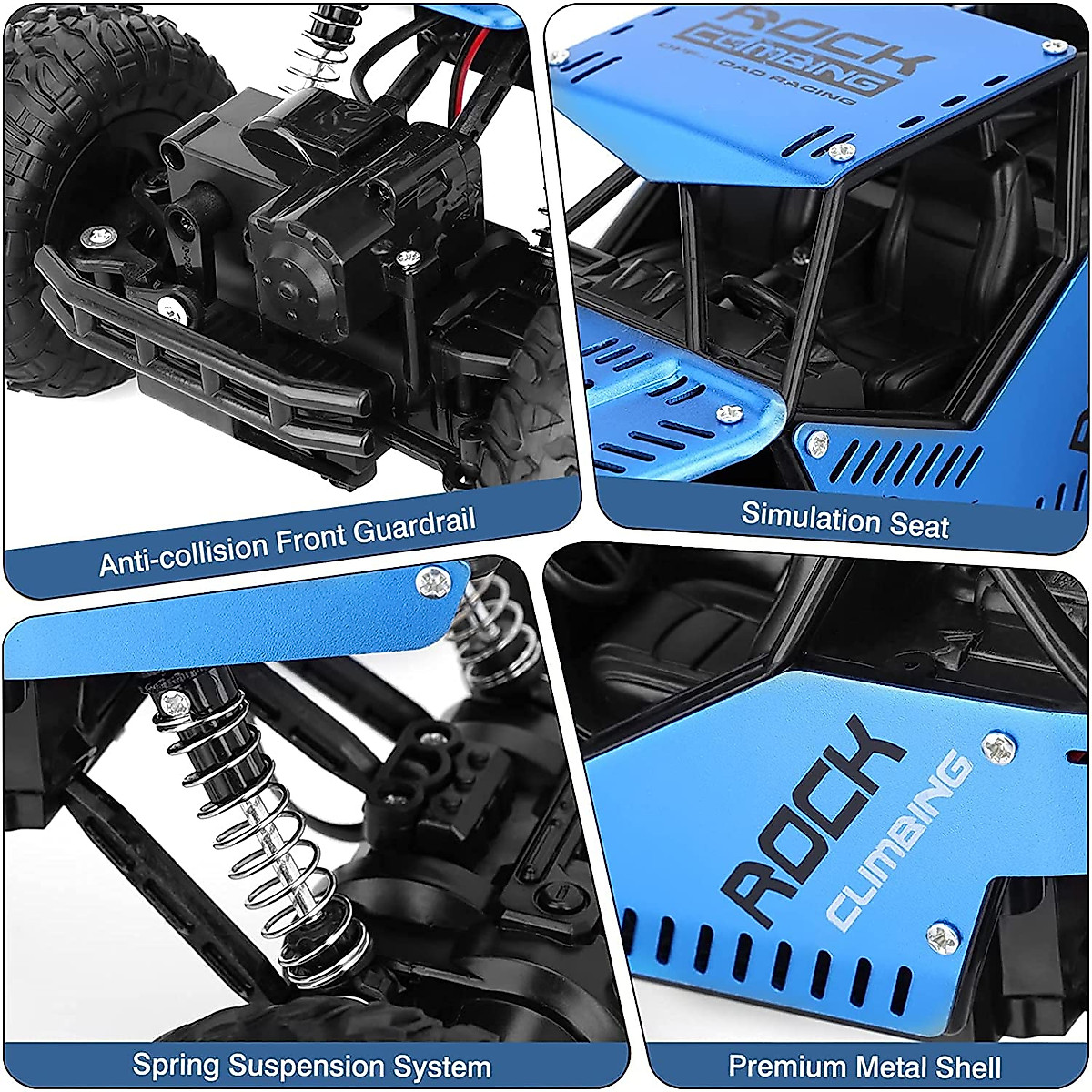 2 in 1 Remote Control Car, 1:14 Scale Remote Control Car, 4WD Dual Motors LED Headlight Rock Crawler, All Terrains Electric Toy Off Road RC Monster Vehicle Truck for Boys Kids and Adults (black)