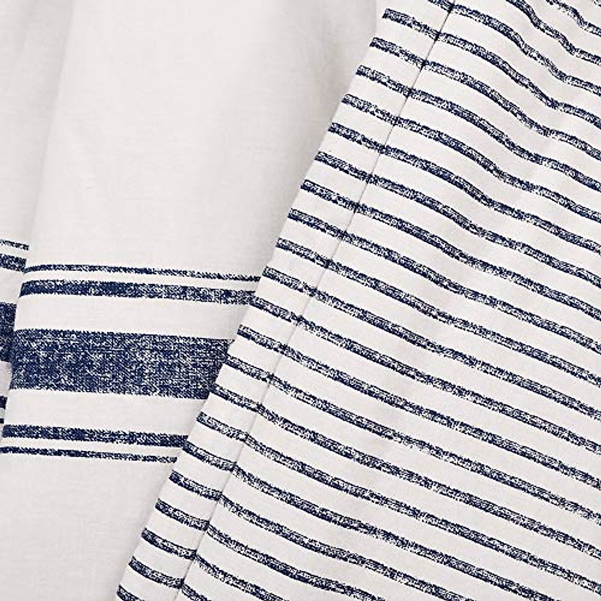 Lush Decor Farmhouse Stripe Throw - Reversible Ticking Pinstripe Design Blanket, 50" x 60", Navy