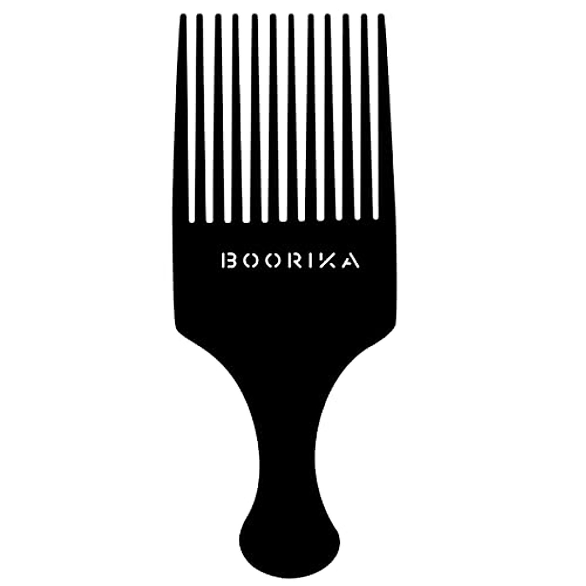 Boorika Afro Comb - Smooth & Sturdy Wide Tooth Plastic Hair Comb for Detangling & Styling, Black, 19x7 cm, Hair Comb for Men and Women (Pack of 1)
