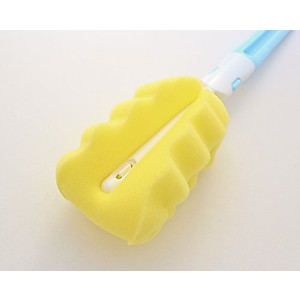 MoomooBaby Triple Baby Bottle Cleaner Brush Set - Includes Baby Bottle Brush Cleaner, Nipple Brush & Straw Cleaning Brush - Eco-Conscious Plastic Handle with Non-Slip Grip, Replaceable Sponges - Blue