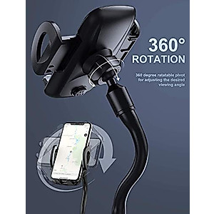 Car Cup Holder Phone Mount, Cup Phone Holder for Car 360° Adjustable Gooseneck Car Phone Holder for Cell Phone, iPhone,Samsung,Huawei,LG, Sony, Nokia GPS and More, Black