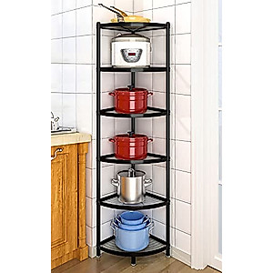 ZIGAMA 6-Tier Kitchen Pot Rack, Cookware Stand Storage Organizer ，Multi-Layer Corner Shelf Stand Stainless Steel Shelves for Kitchen
