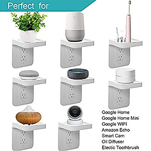 ALLICAVER Outlet Shelf, Wall Holder for Kitchen Organization,A Space Saving Solution for Google, Homepod Mini, Speakers, Phones, Electric Toothbrush (White-Decora)