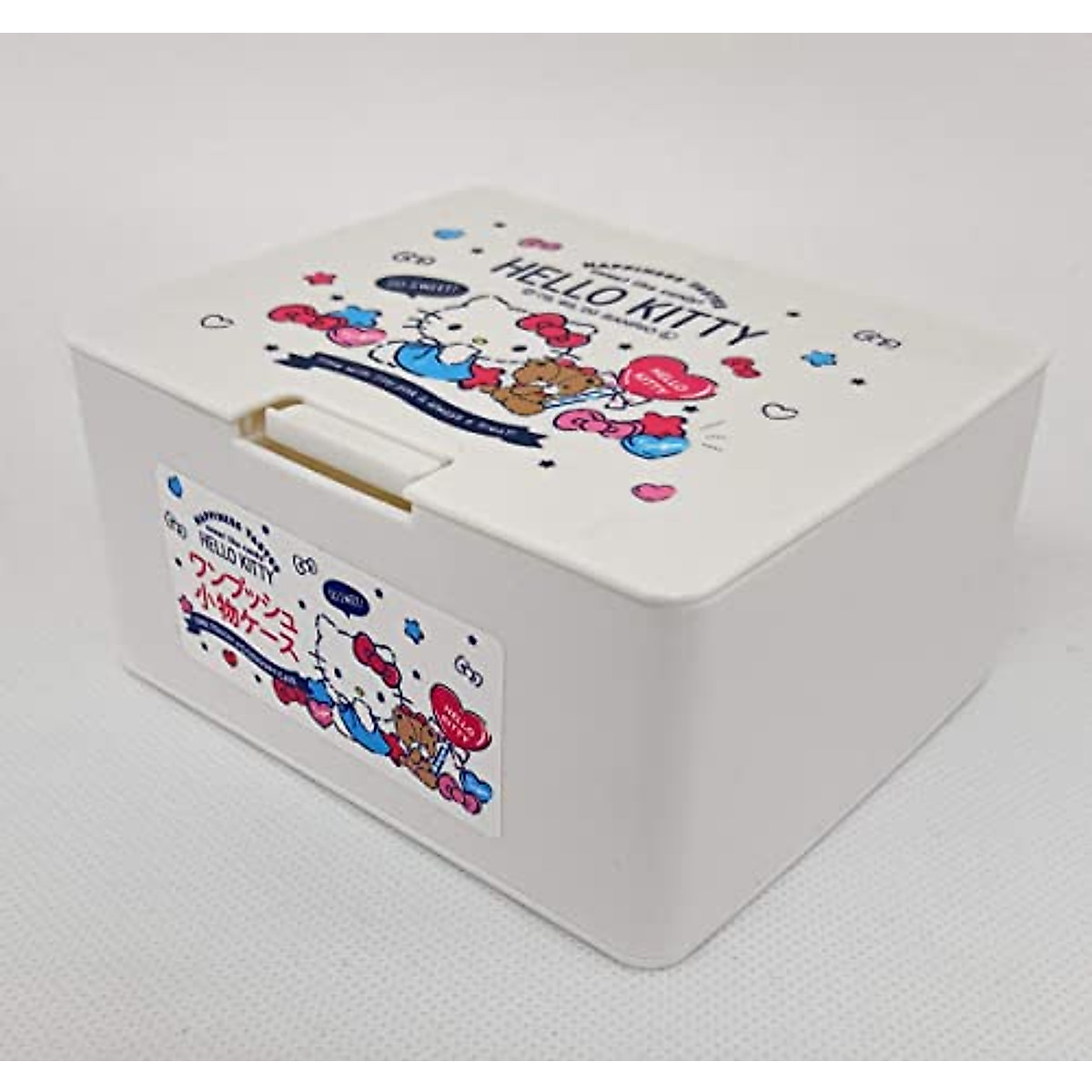 Friend Sanrio Hello Kitty Cute Box with One Touch Open Lid, Makeup Case, Accessory Case, Cosmetic Case, 4.2in x 3.5in x 2.1in