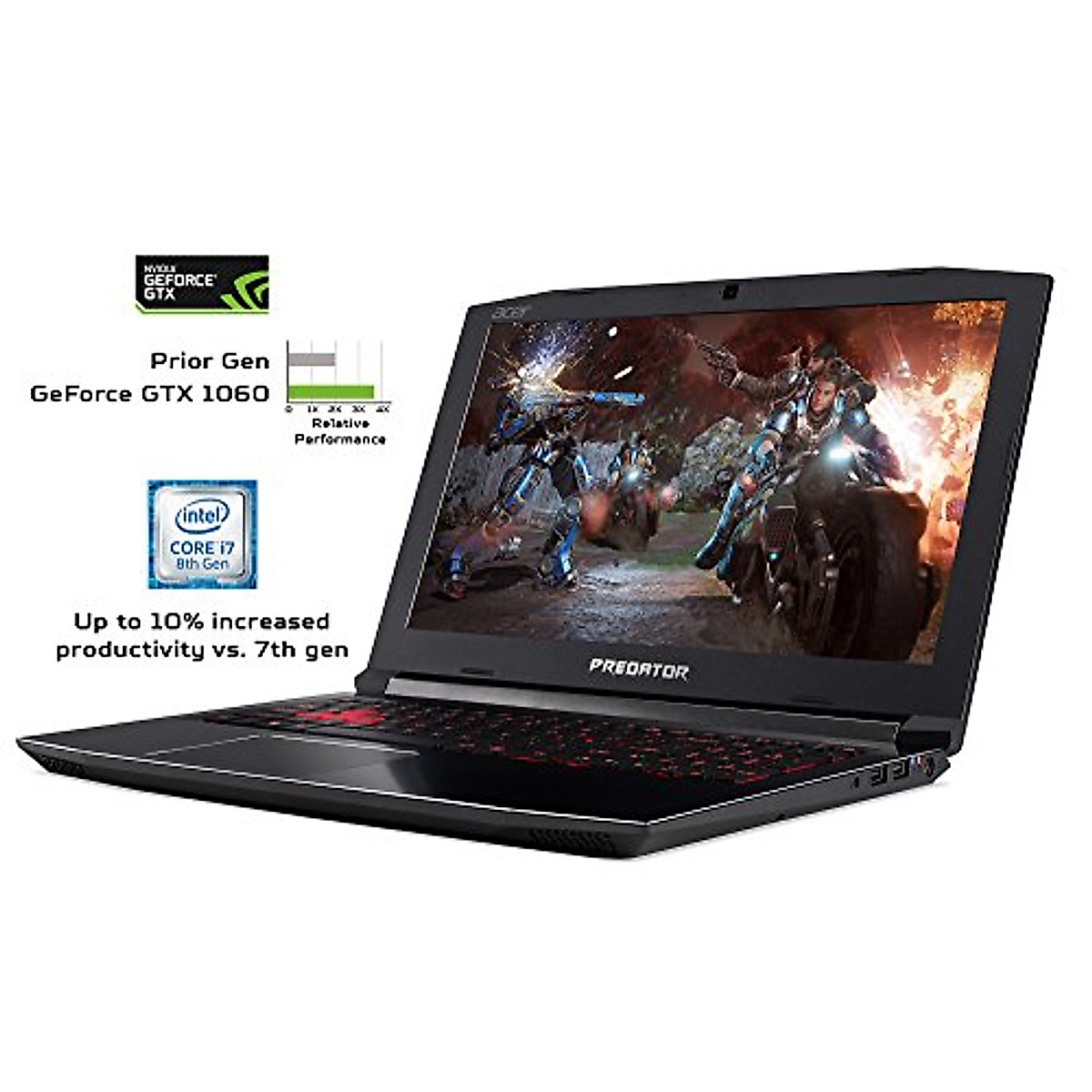 Acer Predator Helios 300 Gaming Laptop PC, 15.6" FHD IPS w/ 144Hz Refresh, Intel i7-8750H, GTX 1060 6GB, 16GB DDR4, 256GB NVMe SSD, Aeroblade Metal Fans PH315-51-78NP