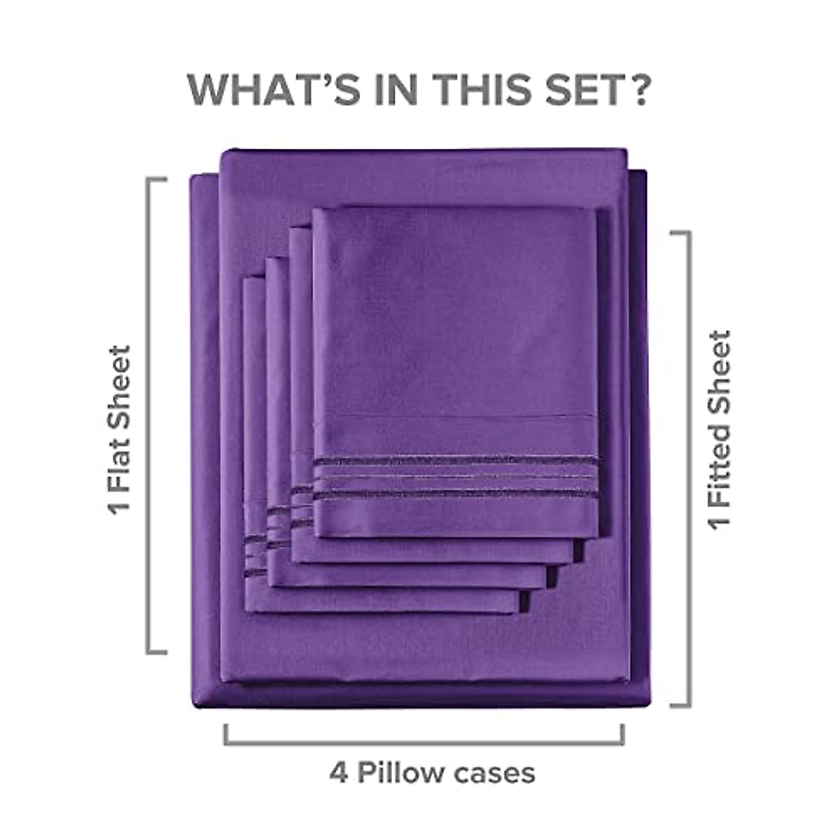 CGK Unlimited Queen Size Sheet Set - 6 Piece Set - Hotel Luxury Bed Sheets - Extra Soft - Deep Pockets - Easy Fit - Breathable & Cooling Sheets - Wrinkle Free - Comfy - Purple Bed Sheets - Queen 6 PC
