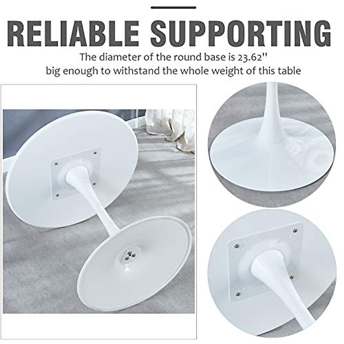 OTFPLUS White Round Dining Table, Modern Tulip Dining Room Table for 2-4 People, Circle Coffee Table Small Minimalist Kitchen Furniture, MDF Top, Metal Pedestal Base, 31.5 W, 28.7 H