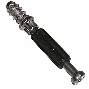 33mm Dowel Pin Bolt for Cam Lock Disc Furniture Connectors 43.5 mm Overall, Steel with Plastic Sleeve, 11mm Euro Wood Screw Thread for 5mm Hole (25 Pack)