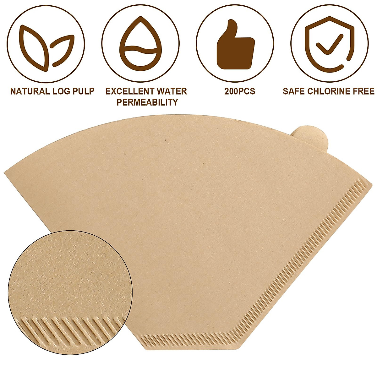 XINRUI 200 PCS #4 Cone Coffee Filter for Ninja Dual Brew Coffee Maker, Disposable 8-12 Cups Coffee Paper Filters Natural Brown Unbleached Coffee Filters for Pour Over and Drip Coffee Maker