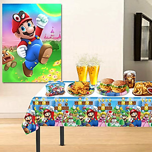 Mario Birthday Party Supplies, 20 Plates, 20 Napkins and 1 Tablecover for Mario Party Supplies, Mario Theme Party Decorations