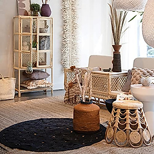 Bloomingville Hand-Woven Seagrass, Orange & Navy Basket