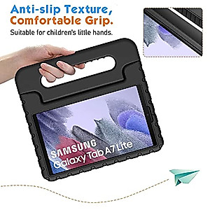 CCambro Kids Case for Samsung Galaxy Tab A7 Lite 8.7" SM-T220/SM-T225/SM-T227 2021 Tablet Kids Friendly Shockproof Case Lightweight Durable Foam Cover with Convenient Foldable Handle Stand, Black
