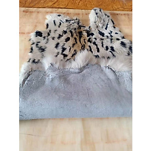 Bobcat Print Tanned Rabbit Fur Pelt Hide (10" by 12" Rabbit Pelt with Sewing Quality Leather)
