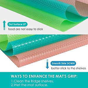 12 Pack Refrigerator Liners - EVA Fridge Liner Mats Washable, Refrigerator Mats Drawer Table Placements, Shelf Liners for Kitchen Cabinets(4 Blue+4 Green+4 Red)