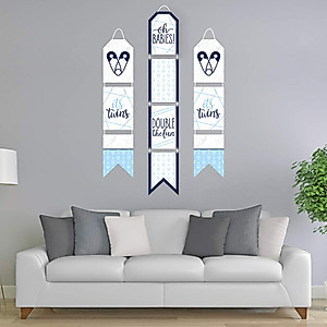 Big Dot of Happiness It’s Twin Boys - Hanging Vertical Paper Door Banners - Blue Twins Baby Shower Wall Decoration Kit - Indoor Door Decor