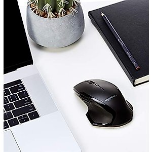 Amazon Basics Full Size Ergonomic Wireless Mouse with Fast Scrolling, Compatible with PC, Mac, Laptop - Black