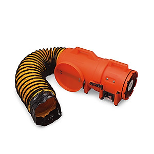 Allegro Industries-9533-25 32" X 13 12" X 14 12" 831 cfm 13 hp 115 VAC 3 A Motor Polyethylene Com-Pax-Ial Blower with Canister and 8" X 25' Duct,Orange