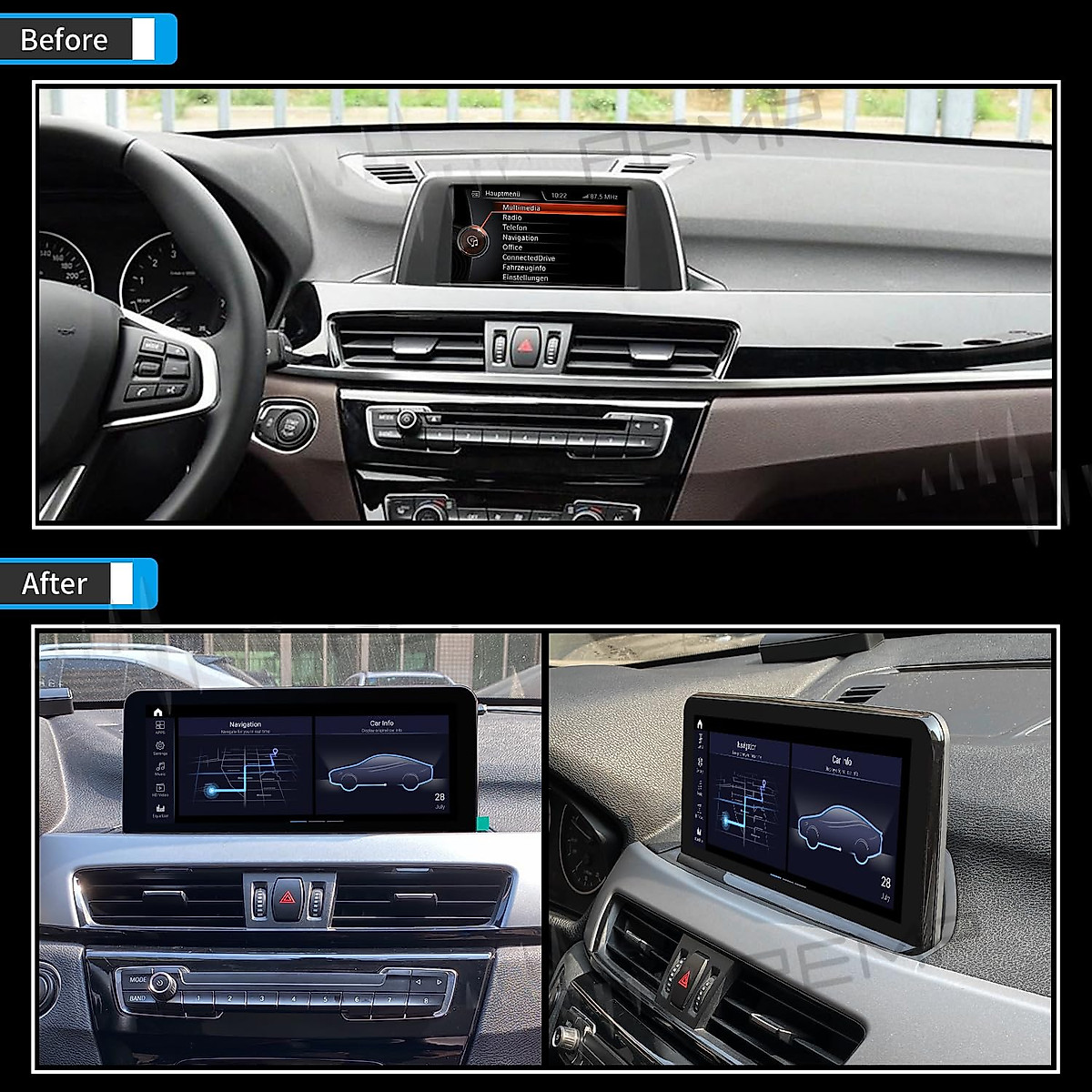 PEMP 10.25" F48 Android 10 IPS 1920x720 HD Screen, Qualcomm 8core 4+64GB CarPlay Android Auto Use The OEM Bluetooth get The Sound for BMW X1 F48 (2016-2017) NBT