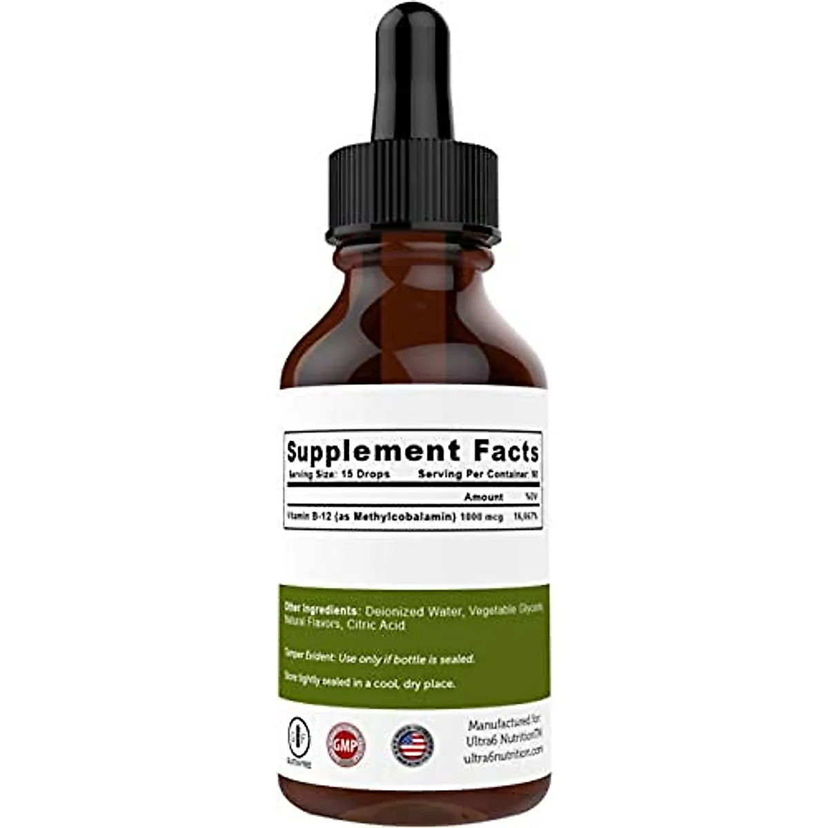 Ultra6 Nutrition Vitamin B12 Sublingual Liquid Drops - B12 Methylcobalamin Supplement Great for Energy & Tiredness - Vitamin-B Supplements for Women & Men - 90 Day Supply