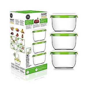 FOSA Vacuum Seal Food Storage System Reusable Medium Containers, 3 pack, 28 oz size (Vacuum Pump not Included)¡­
