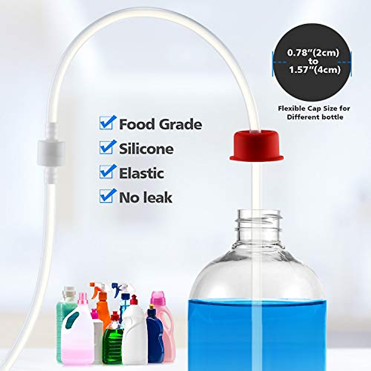 One Sight Soap Dispenser for Kitchen Sink and 47'' No-spill Extension Tube Kit, Stainless Steel, Kitchen Dish Soap Dispenser Pump In Sink Connects Directly To Soap Bottle