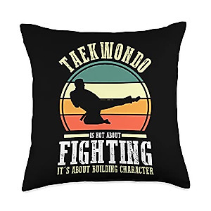 taekwondo kicking taekwondo fighter Gifts Fighting Martial Arts Taekwondo Throw Pillow, 18x18, Multicolor