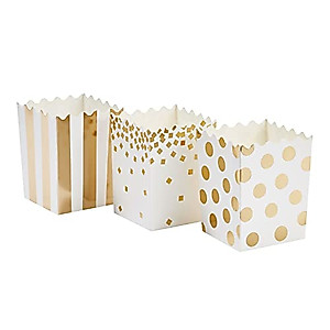 Juvale 60 Pack Mini Popcorn Boxes for Party, Gold Popcorn Containers for Movie Night Decorations (3 x 4 In)