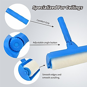 Nichiyo 10 Inch Ceiling Paint Roller with Shield Roller and Shield with Adjustable Head Ceiling Paint Roller No DripRoller Without Splatter Paint Brush for Painting Ceilings Walls(EL01152)