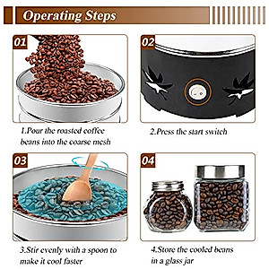 JIAWANSHUN 1.1lb Coffee Bean Cooler Electric Coffee Beans Cooling Machine No Chaff for Home Coffee Use (110V, black)