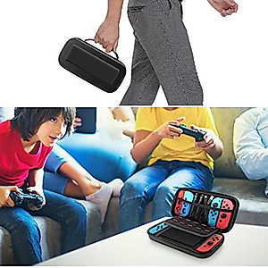 BOOGIIO Nintendo Switch Carrying Case, Hard Shell Travel Carrying Box Case for Nintendo Switch with 10 Game Cards Holders, Portable Pouch for Nintendo Switch Console & Accessories -Black
