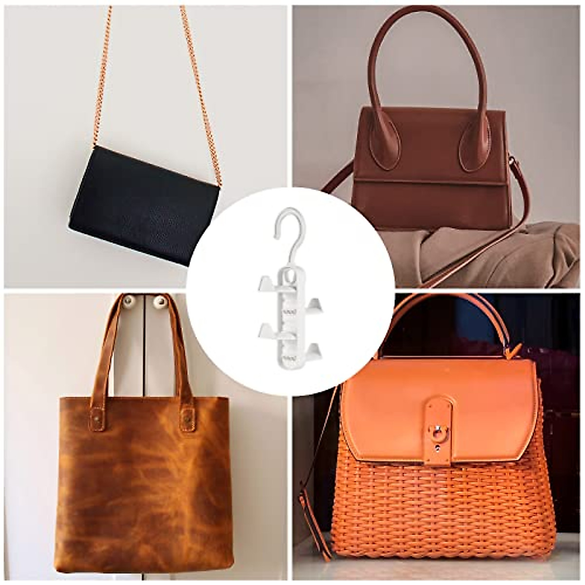 3PCS Purse Hangers for Closet-Organizer, Movable Space Saving Hangers Wardrobe Hook Bag Hooks for Closet for Organize Purses, Satchels, Dorm Closet Essentials (White)