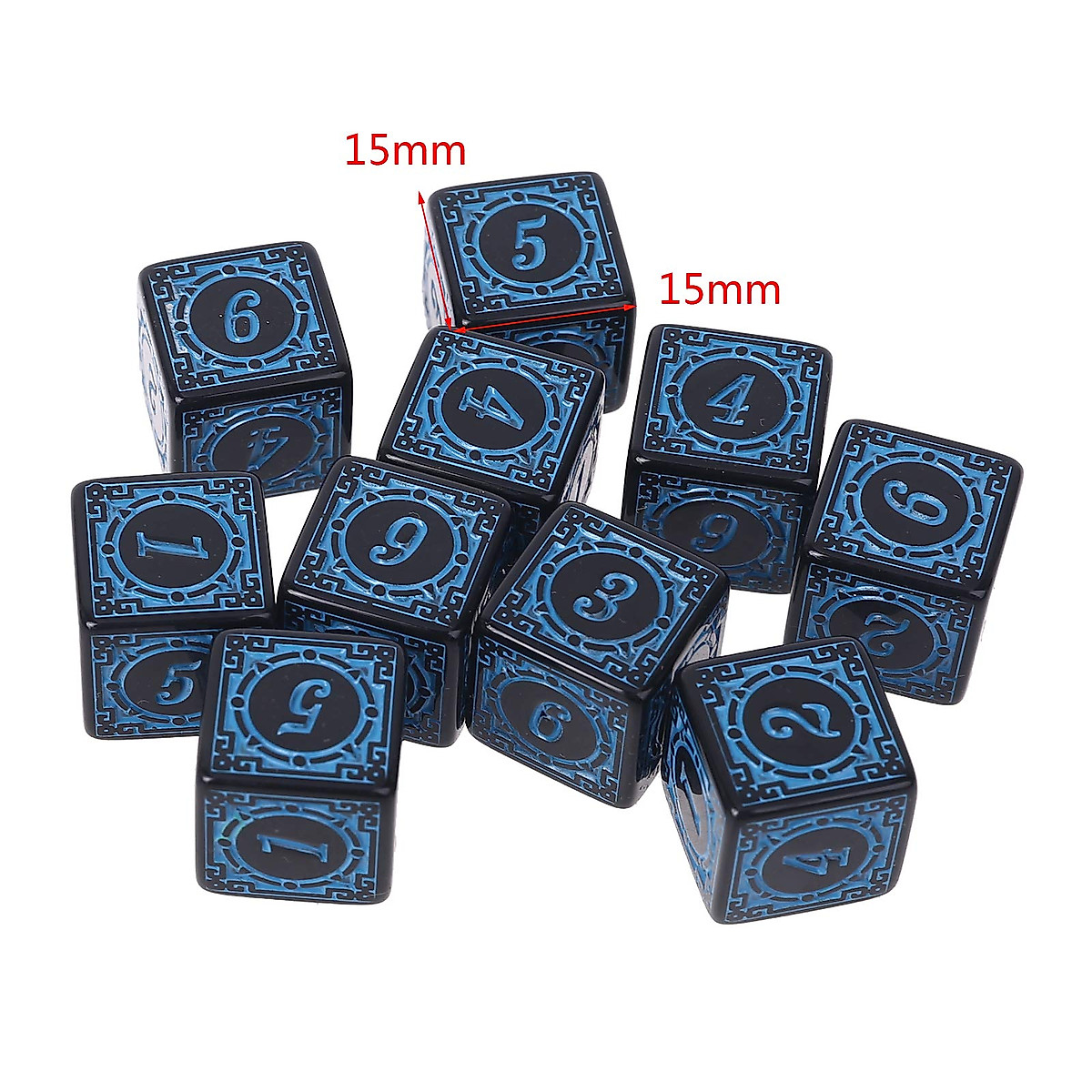 10Pcs D6 Polyhedral Dice Square Edged Numbers 6 Sided Dices Beads Table Board Role Play Game for Bar Club Party Polyhedral Dice Set Filled DND Dice Polyhedral Dice Set Green Polyhedral Dice Set Blue