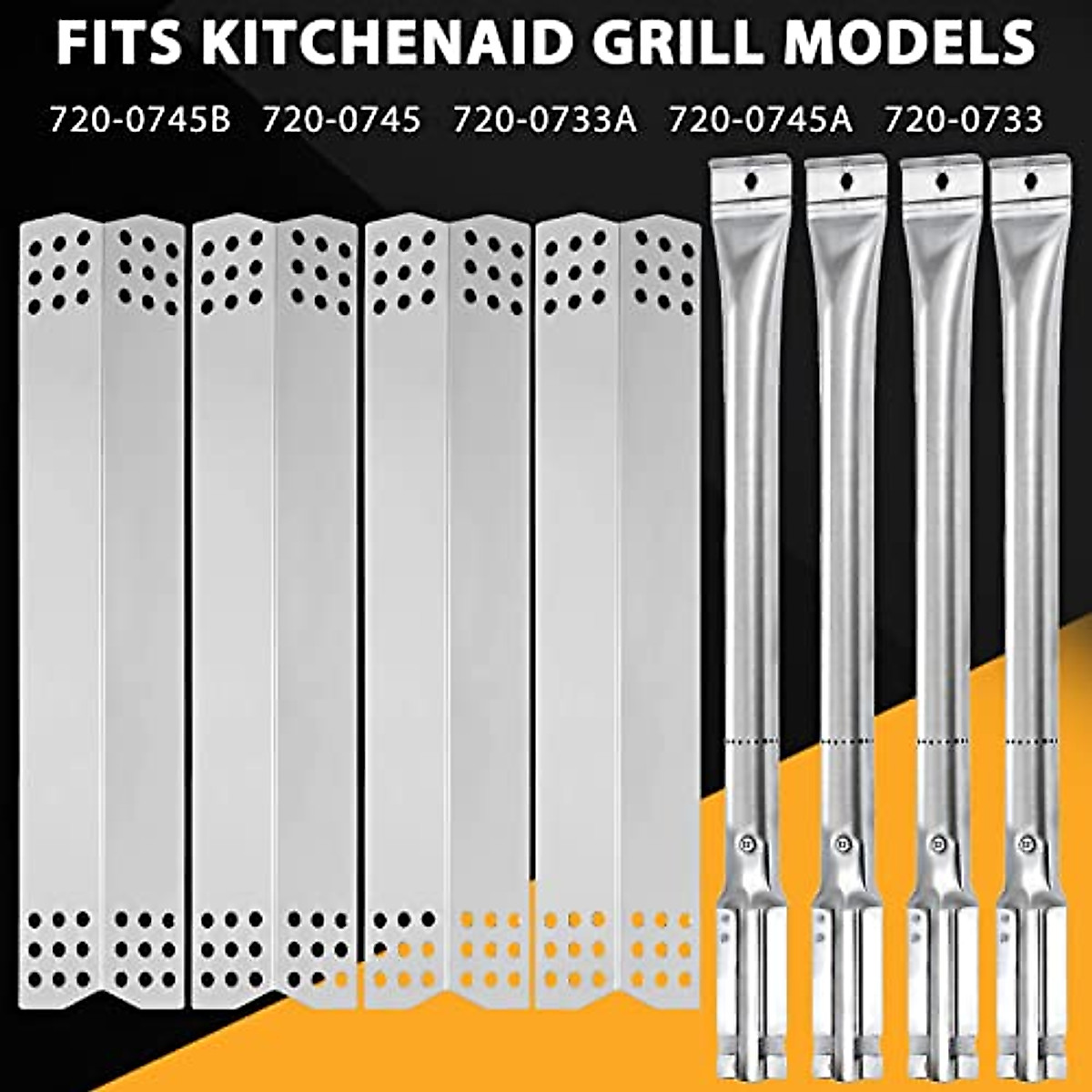 Replacement Parts for Kitchenaid 720-0745B 720-0745 720-0733A 720-0745A 720-0733 Grill Parts for Jennair Grill Parts 720-0720, Replacement 720-0745B Grill Burner Heat Plate Shield Igniter Electrode