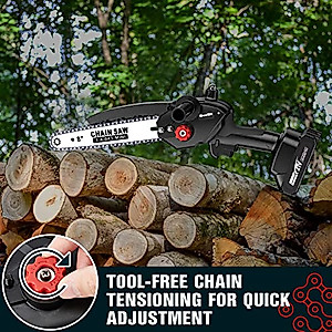 8 Inch Mini Chainsaw Cordless 𝘽𝙧𝙪𝙨𝙝𝙡𝙚𝙨𝙨, 2023 Upgraded Seesii Portable Chain saws with 2×2.0AH Batteries and Auto Oiler Chain, Handheld Electric Chainsaw for Branch Tree Cutting Pruning