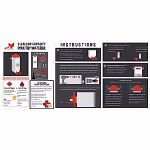 RentACoop 2 Gallon Chicken Waterer with Auto-Fill Cups, Horizontal Nipples, Anti-Roost Cone and Mounting Kit - Suitable for Chickens, Quail, Ducks, Geese, Turkey and More