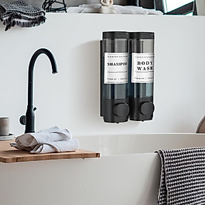 Shampoo and Conditioner Dispenser,Unisense Shower Soap Dispenser 2 Chamber No Drill Wall-Mounted Shampoo Dispenser for Shower Wall Mounted Shower Dispenser for Bathroom Hotel Large Capacity,Black