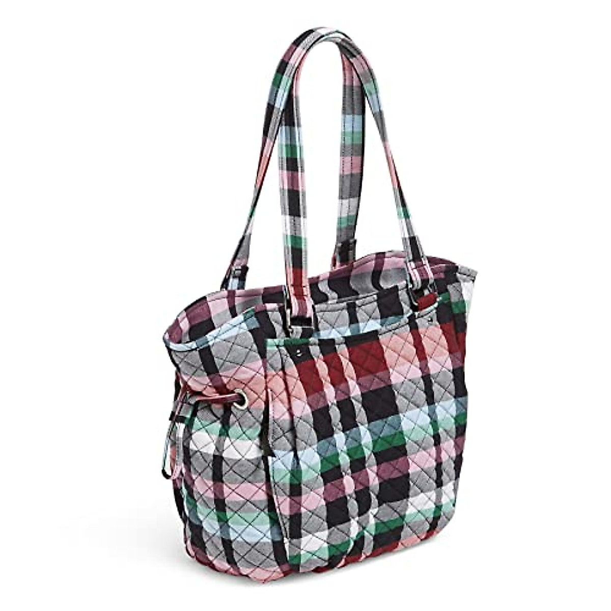 Vera Bradley Women's Cotton Glenna Satchel Purse, Ribbons Plaid - Recycled Cotton, One Size