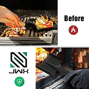 JWX Ash Bucket, Ash Set Keep Your Fireplace Clean and Safe Includes Shovel, Lid, Heat-Resistant Gloves, and Coconut Fiber Brush