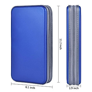 alavisxf xx CD Holder, 72 Capacity CD/DVD Case Holder Portable Wallet Storage Organizer Hard Plastic Protective Storage Holder for Car Travel(72 Capacity, Blue 72)