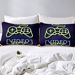 Gaming Bedding Set Full Size, Gaming Duvet Cover Gamer Wireless Controller Gamepad Quilt Cover for Kids Teen Boys Youth Geometric Duvet Cover Twin 173CM*218CM