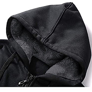 ZITY Men's Zip Up Hoodie Heavyweight Winter Sweatshirt Fleece Sherpa Lined Warm Jacket Black Large