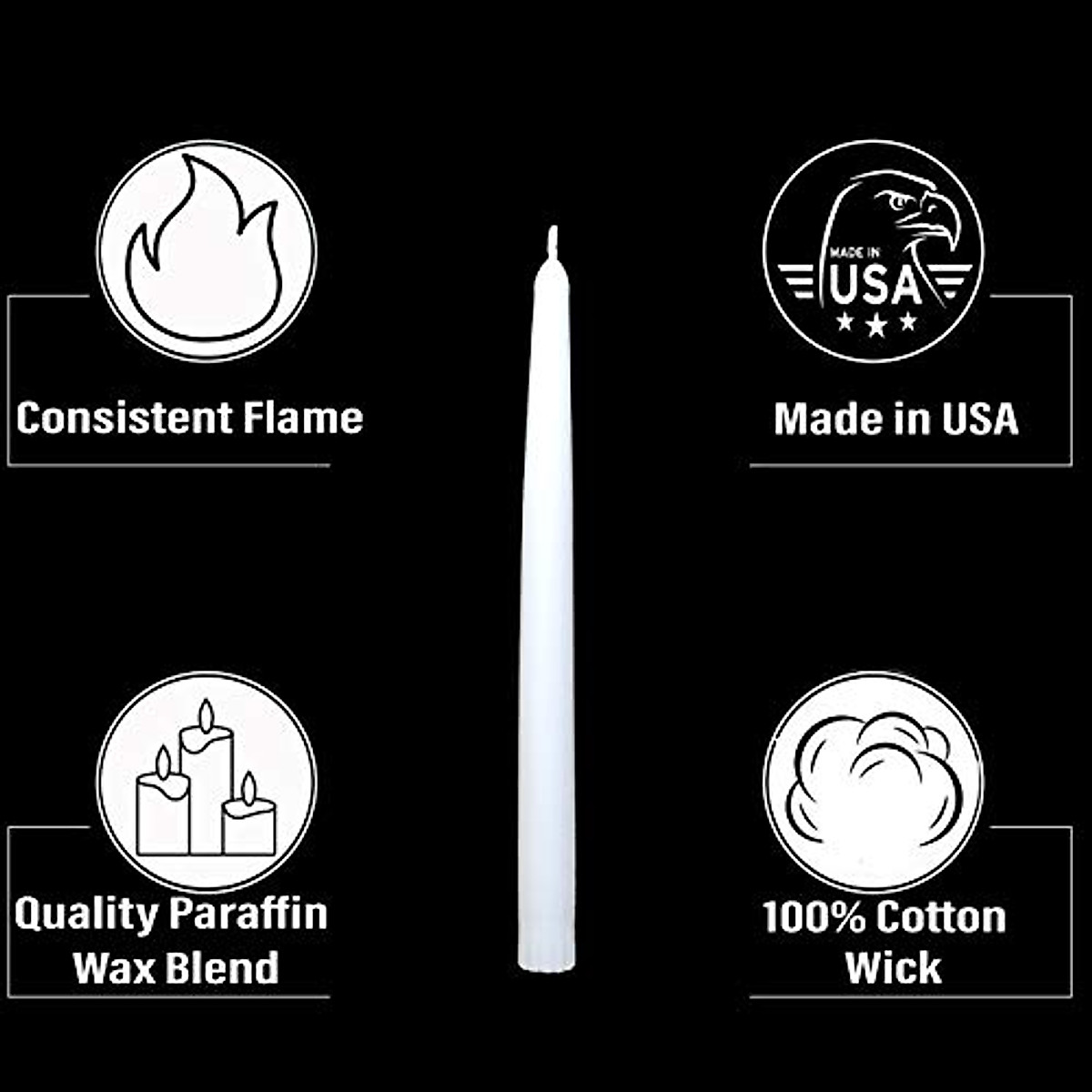 CandleNScent Taper Candles | Tapered Candlesticks - Dripless 12 Inch Unscented | White | 4 Pack