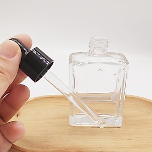 PimyRcyi Dropper 50ml Empty Essential Oil Drop Bottle, 1.7oz Square Essence Glass Bottles Lab Dropping Serum Container For Liquid, Perfumes (8pcs,Clear)