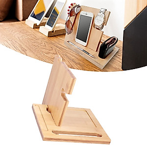 Wood Charger Dock Stand Nightstand Organizer for Men Multi Device Charging Station Wood Tablet Holder Desk Accessies for Smartphone Cellphone Watch Pad