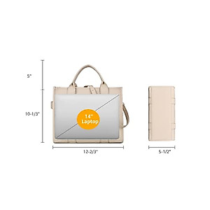 NEGBIU The Tote Bag for Women, PU Leather Tote Bag, Shoulder, Crossbody, or Handheld Bag for School, Office, Travel (10.6X13X6.3in) (Beige)